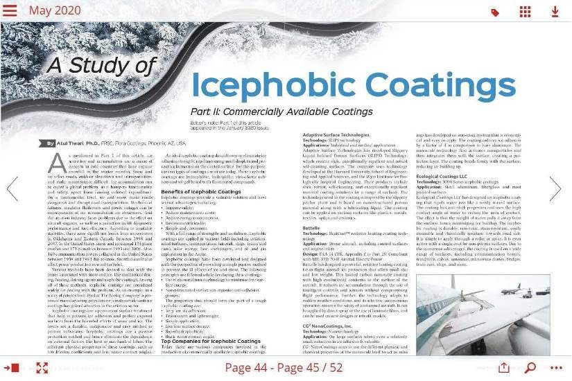 A Study of Icephobic Coatings, Part 2 | 2020-05-12 | PCI Magazine
